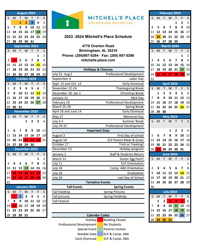 MP Schedules - Mitchell's Place
